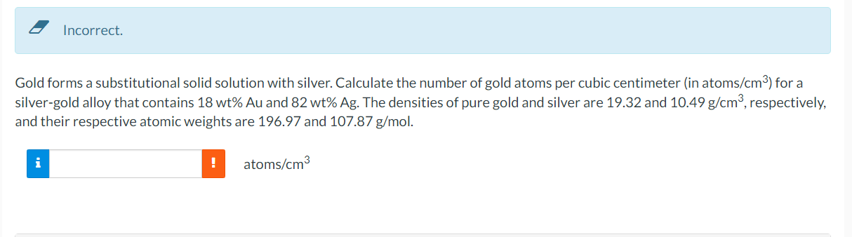 Solved Gold forms a substitutional solid solution with | Chegg.com