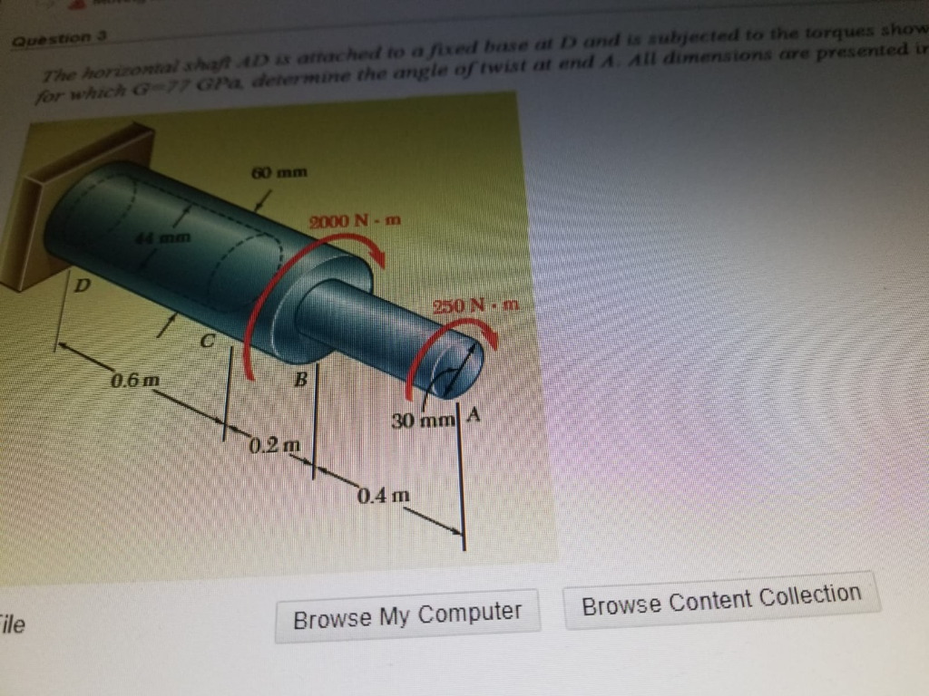 Solved The horizontal shaft AD is attached to a fixed base | Chegg.com