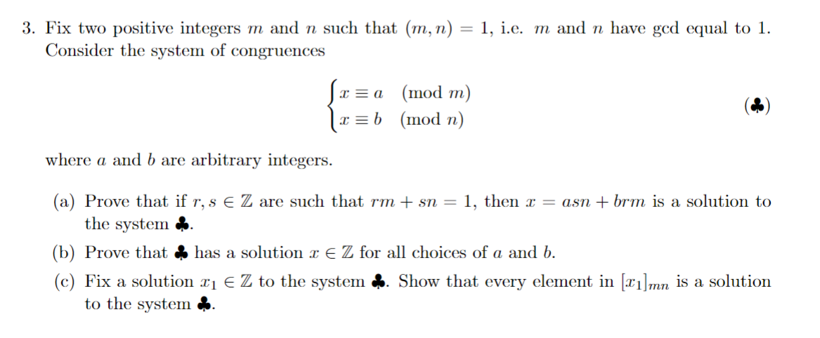 Solved 3. Fix two positive integers m and n such that (m, n) | Chegg.com