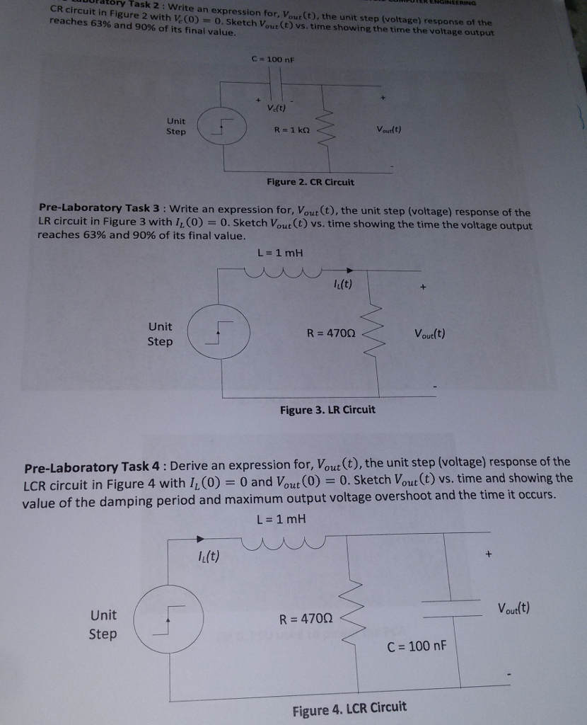 Solved Fatóry Task 2 : Write an expression for, Vout (t), | Chegg.com