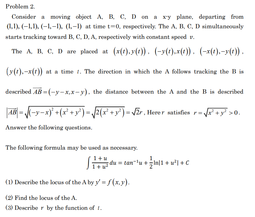 Solved Problem 2. Consider a moving object A, B, C, D on a | Chegg.com