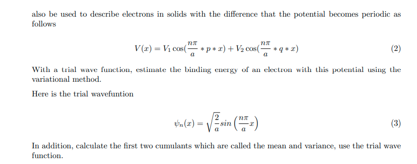 Solved Problem 3: Introduction of quantum mechanics With a | Chegg.com