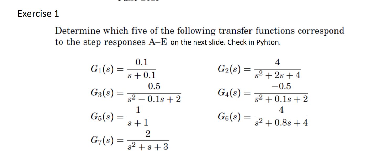 Exercise 1 Determine which five of the following | Chegg.com