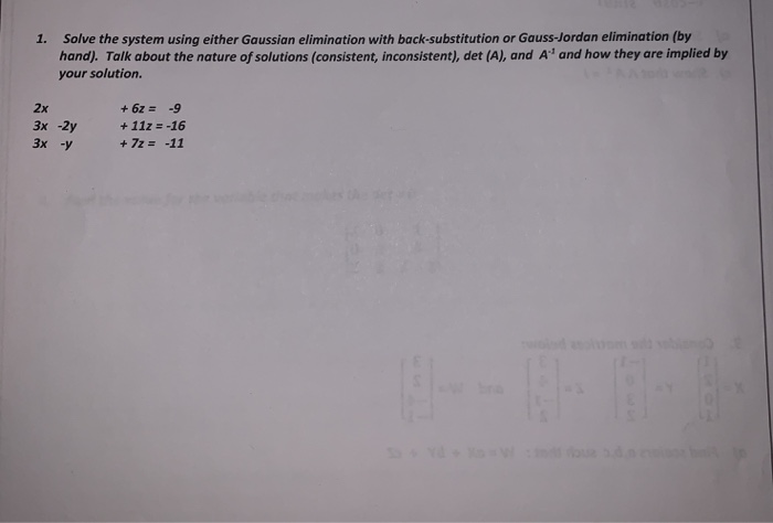 Solved Solve the system using either Gaussian elimination | Chegg.com