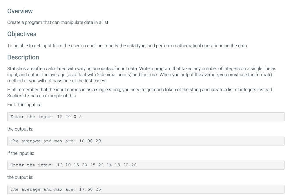 Solved Overview Create a program that can manipulate data in | Chegg.com