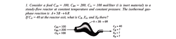 Solved 1. Consider a feed CA,-100. CB0-200. Cio-100 | Chegg.com