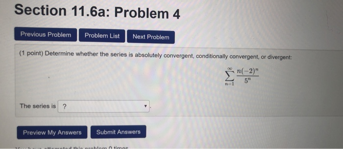 Solved Section 11.6a: Problem 4 Previous Problem Problem | Chegg.com