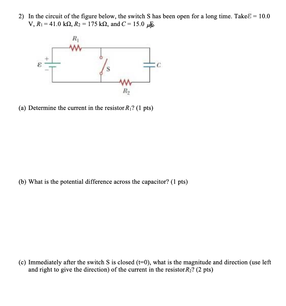 Solved 2) In the circuit of the figure below, the switch S | Chegg.com