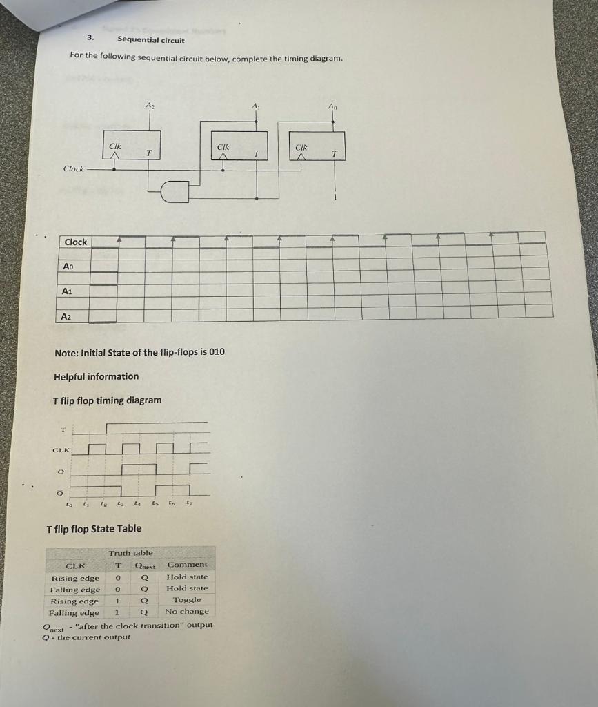 Solved For the following sequential circuit below, complete | Chegg.com