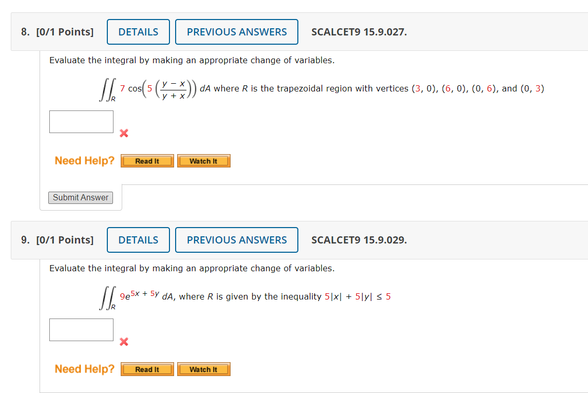 Solved 8. [0/1 Points] DETAILS PREVIOUS ANSWERS SCALCET9 | Chegg.com