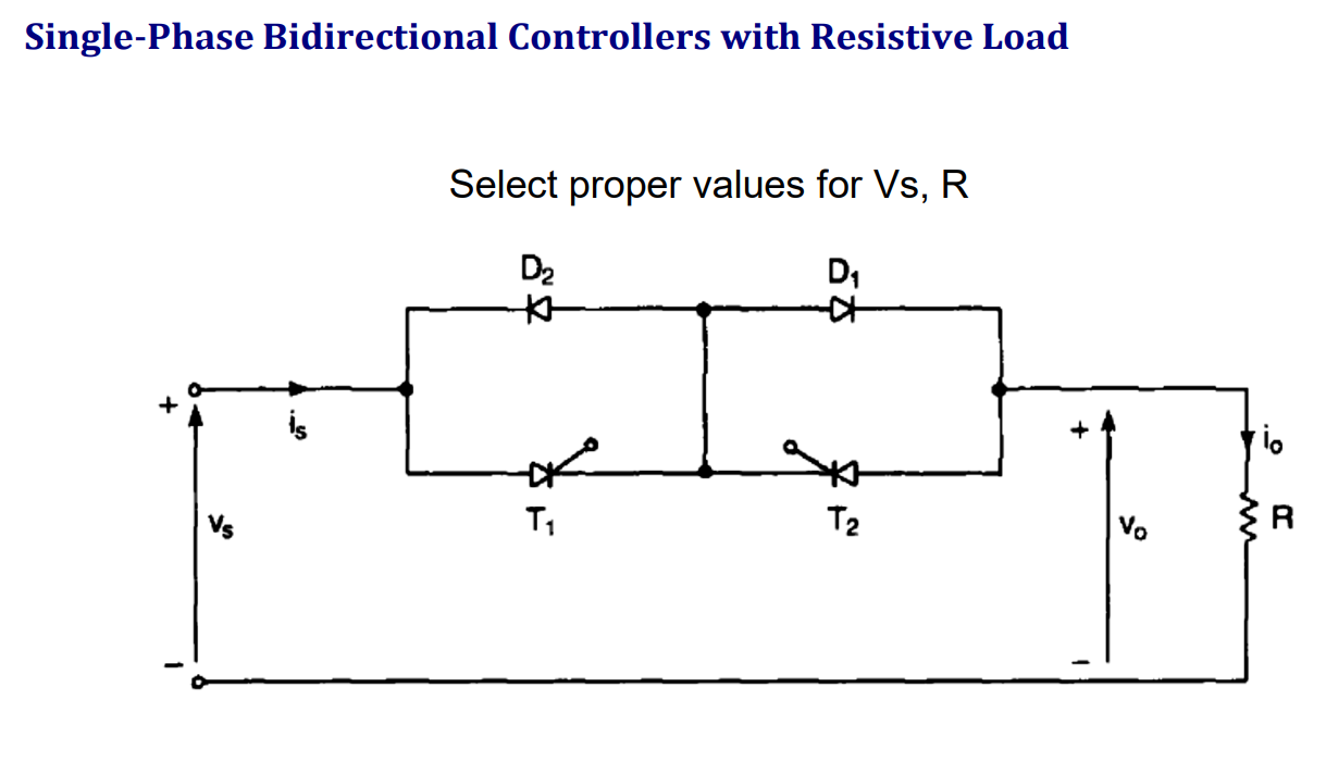 Solved Single-Phase Bidirectional Controllers with Resistive | Chegg.com