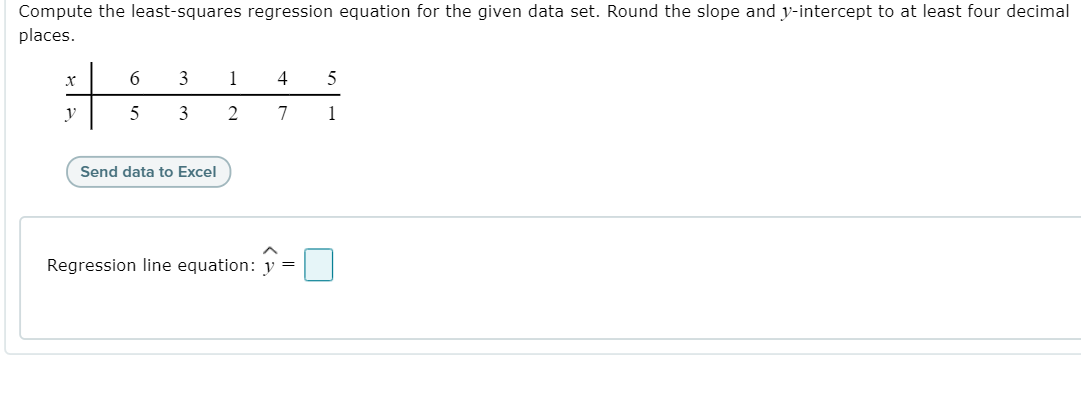 Solved Compute the least-squares regression equation for the | Chegg.com