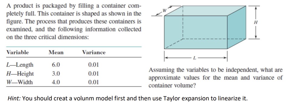 Solved A product is packaged by filling a container | Chegg.com