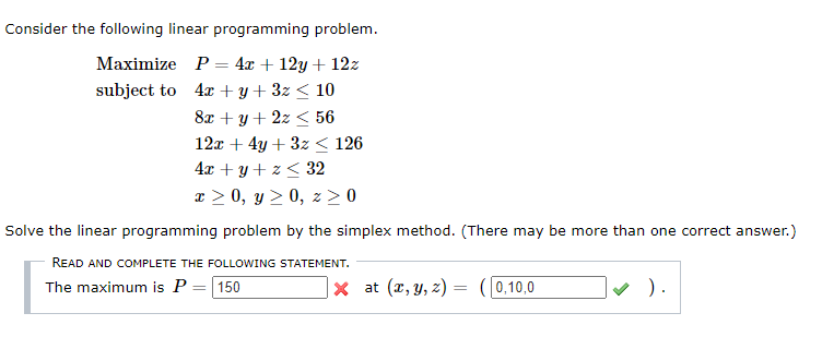 Solved Consider the following linear programming problem. | Chegg.com