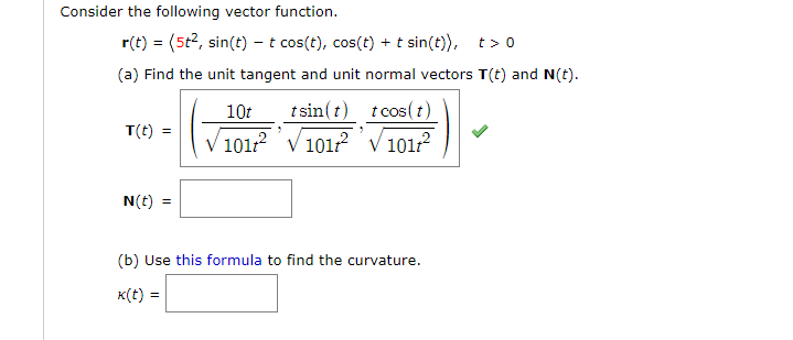 Solved Consider The Following Vector Function R T 5t2