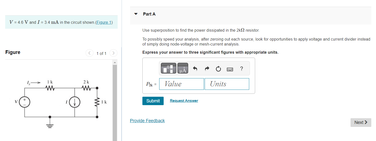 Solved V=4.6 V and I=3.4 mA in the circuit shown.(Figure 1) | Chegg.com