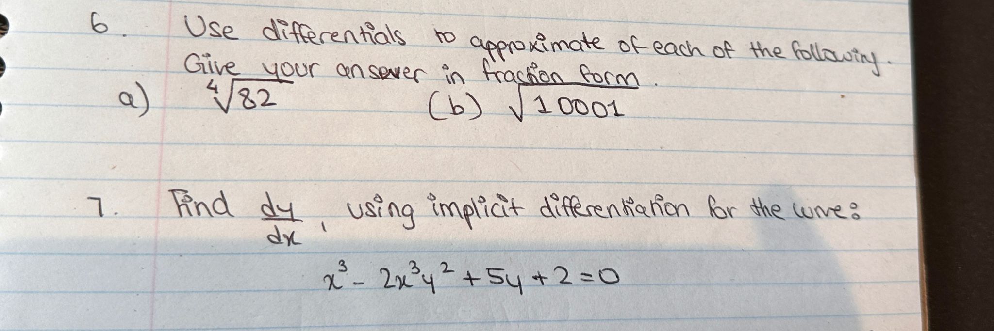 Solved 6. Use differentials to approximate of each of the | Chegg.com