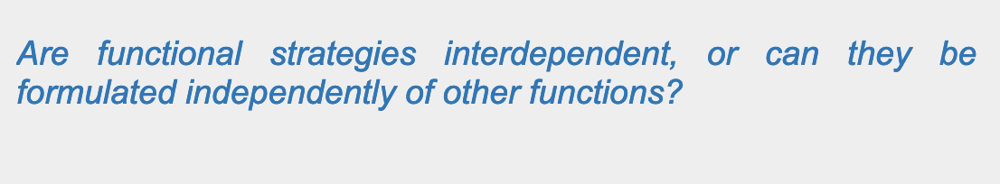 Solved Are functional strategies interdependent, or can they | Chegg.com