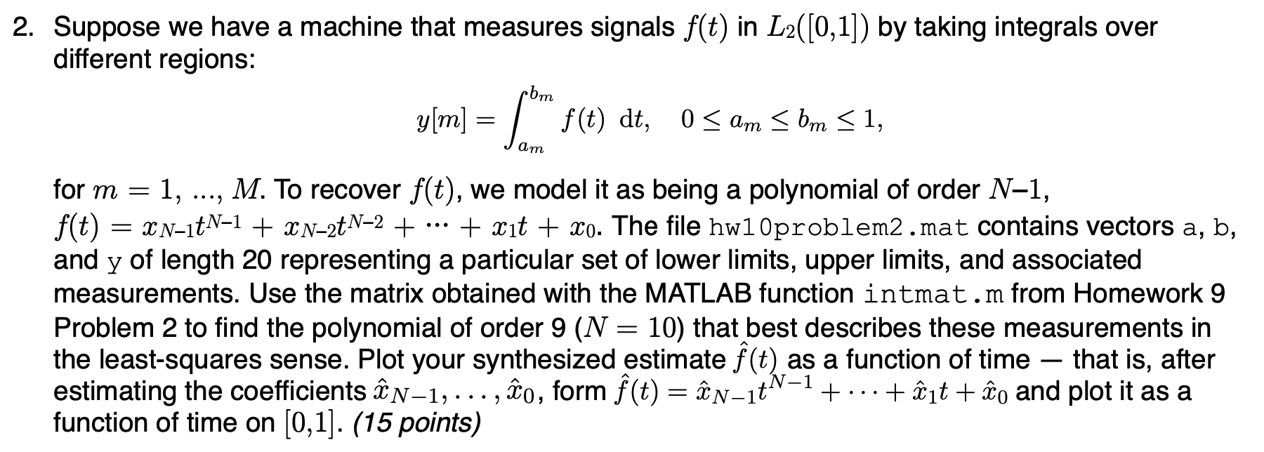 Solved Suppose we have a machine that measures signals f(t) | Chegg.com