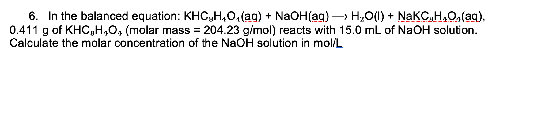 Solved 6. In the balanced equation: | Chegg.com