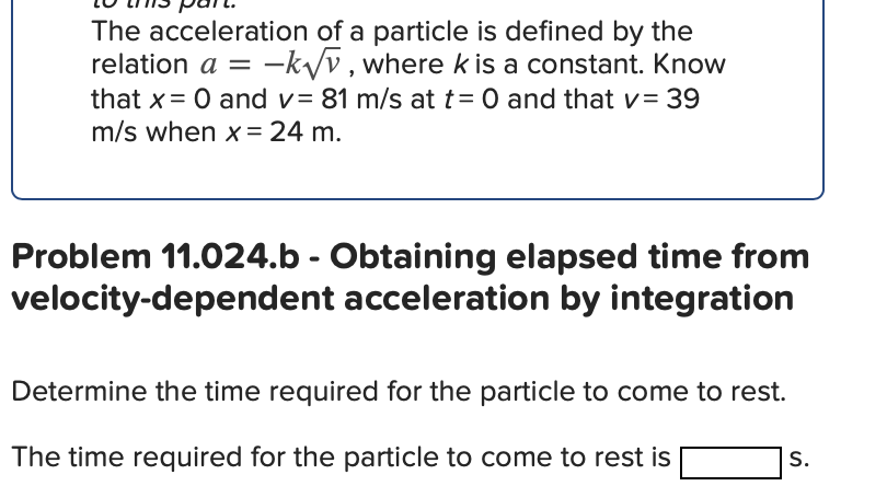 Solved The acceleration of a particle is defined by the | Chegg.com