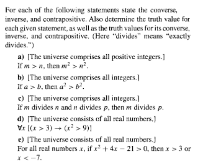 Solved For each of the following statements state the | Chegg.com