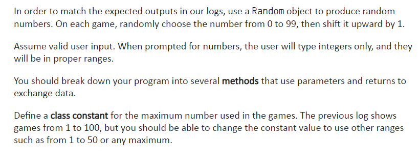 Solved Write a console program in a class named GuessingGame | Chegg.com