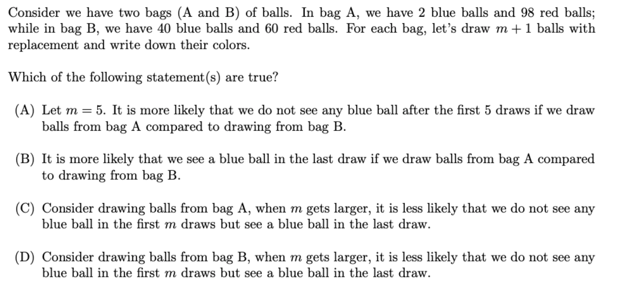 Solved Consider we have two bags (A and B) of balls. In bag | Chegg.com