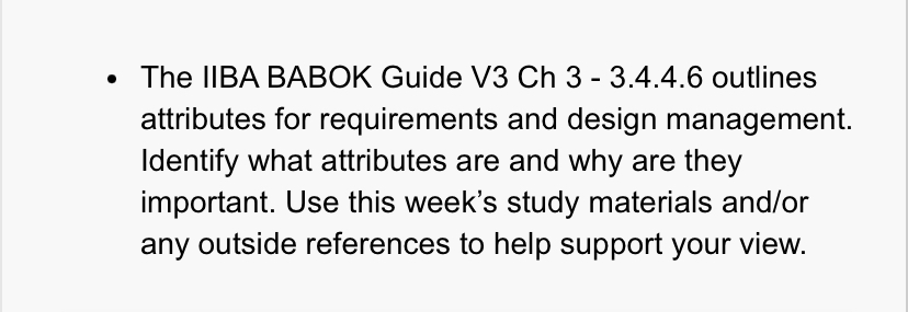 Solved - The IIBA BABOK Guide V3 Ch 3 - 3.4.4.6 outlines | Chegg.com