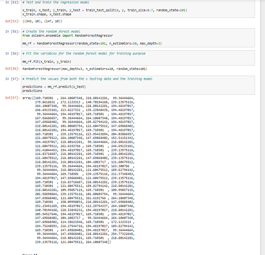 Solved In [56]: \# Fit the variables for the random forest | Chegg.com