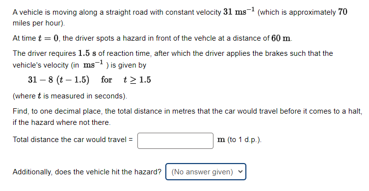 Solved A vehicle is moving along a straight road with | Chegg.com