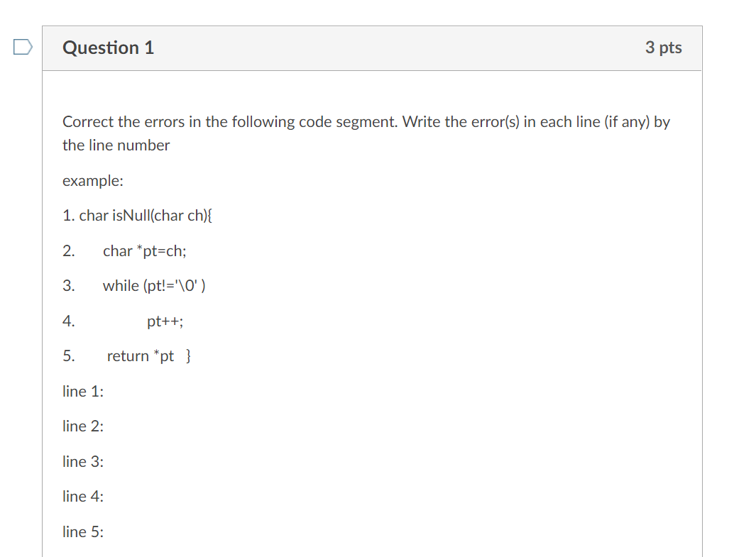 Solved Question 1 3 pts Correct the errors in the following | Chegg.com