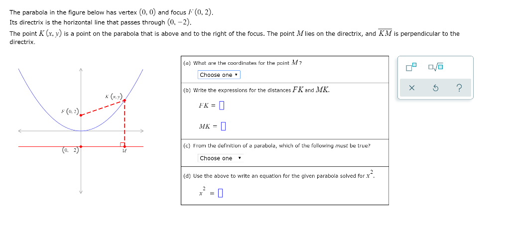 Solved The parabola in the figure below has vertex (0,0) and | Chegg.com