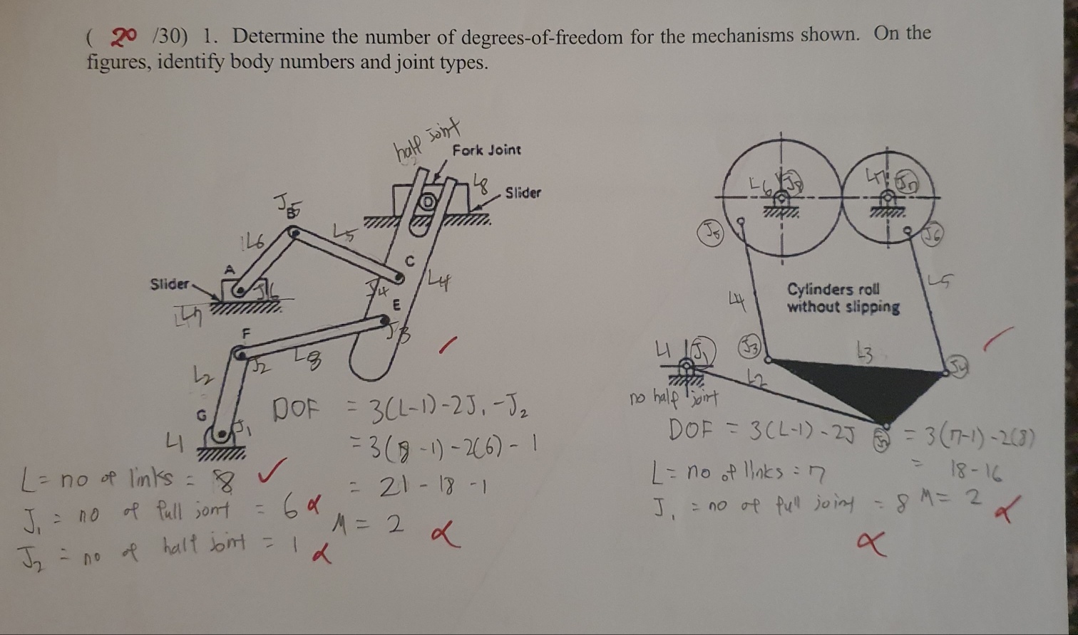 Solved (20130) 1. Determine the number of degrees-of-freedom | Chegg.com