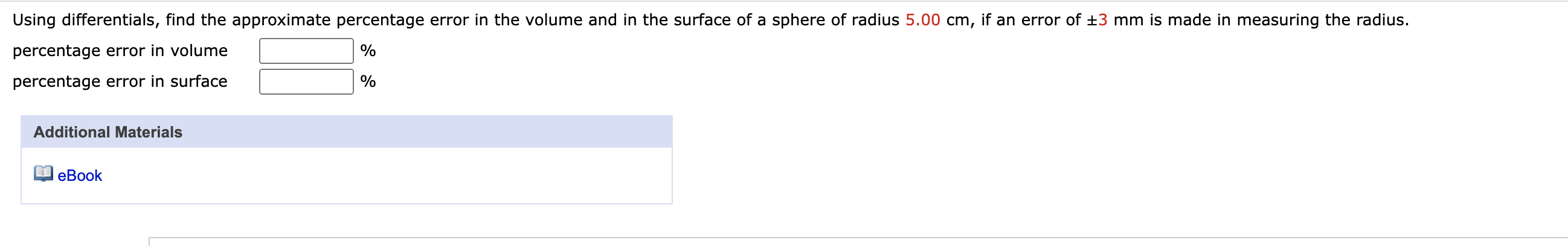 Solved Using differentials, find the approximate percentage | Chegg.com