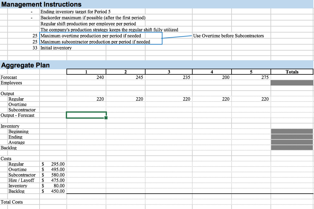 Solved Management Instructions Ending inventory target for | Chegg.com