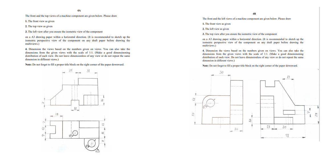 Solved 4A 4B The front and the top views of a machine | Chegg.com