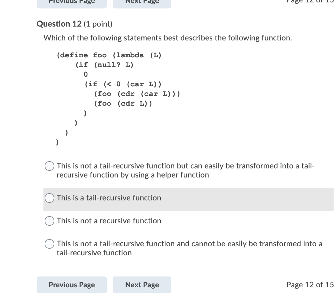 Solved Page Page Question 12 (1 point) Which of the | Chegg.com