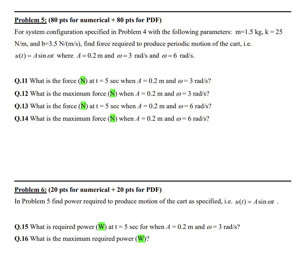 Problem 5: (80 pts for numerical + 80 pts for PDF) | Chegg.com
