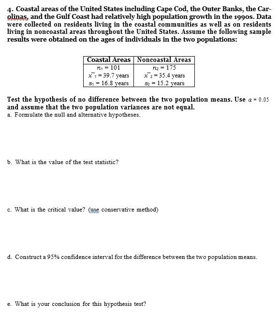 Solved 4. Coastal areas of the United States including Cape | Chegg.com