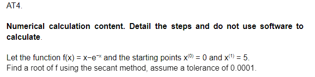 Solved AT4. Numerical calculation content. Detail the steps | Chegg.com