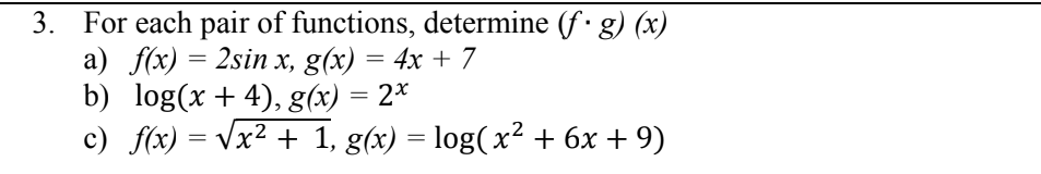 Solved For each pair of functions, determine (f⋅g)(x) a) | Chegg.com