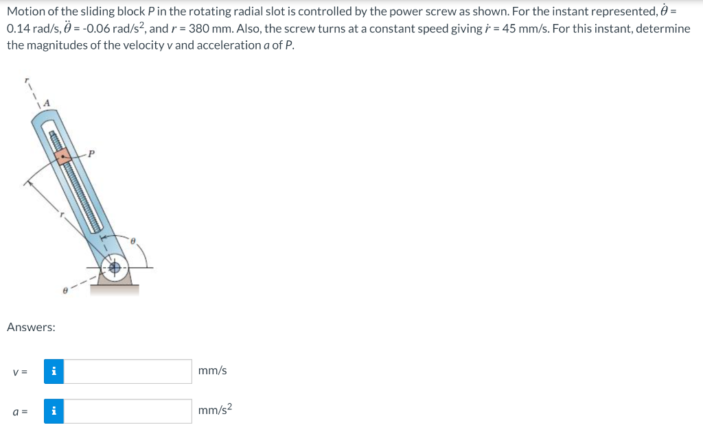 Solved Motion of the sliding block Pin the rotating radial | Chegg.com