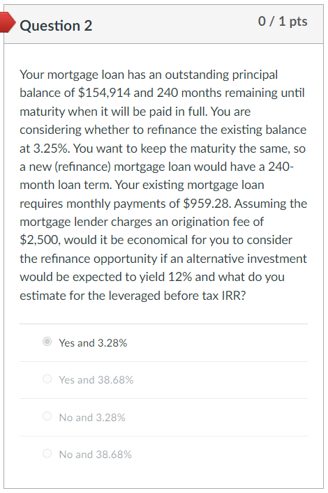 Solved Your mortgage loan has an outstanding principal | Chegg.com