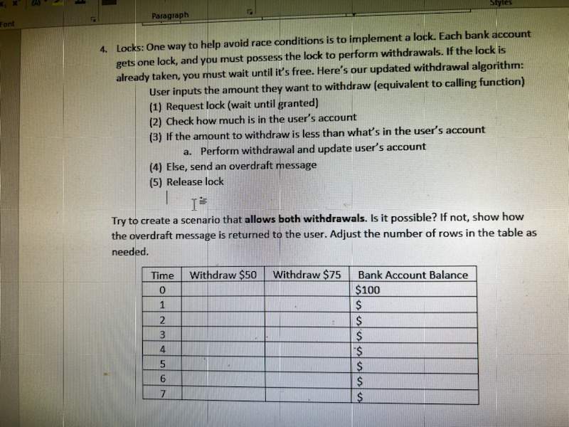 Solved Locks: One way to help avoid race conditions is to | Chegg.com