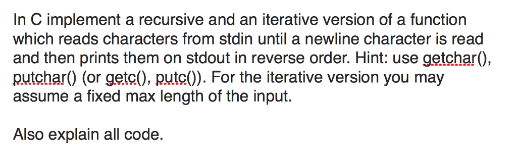 Solved In C implement a recursive and an iterative version | Chegg.com