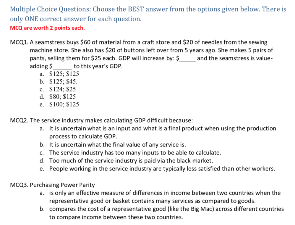 Solved Multiple Choice Questions: Choose the BEST answer | Chegg.com