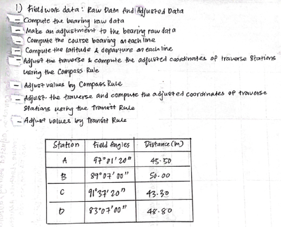 Solved 1) Fied wolk data: Kaw Datn And Adjusted Data Compute | Chegg.com