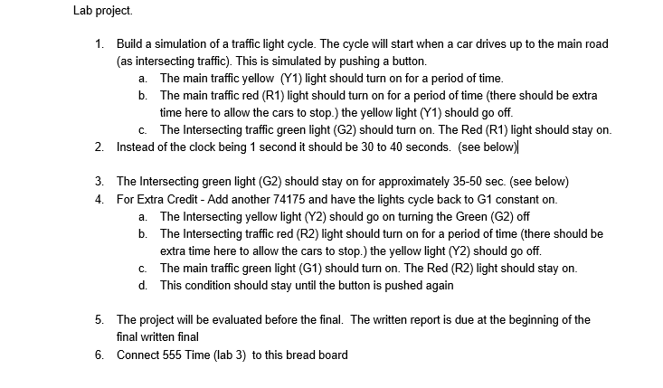 Lab project. 1. Build a simulation of a traffic light | Chegg.com
