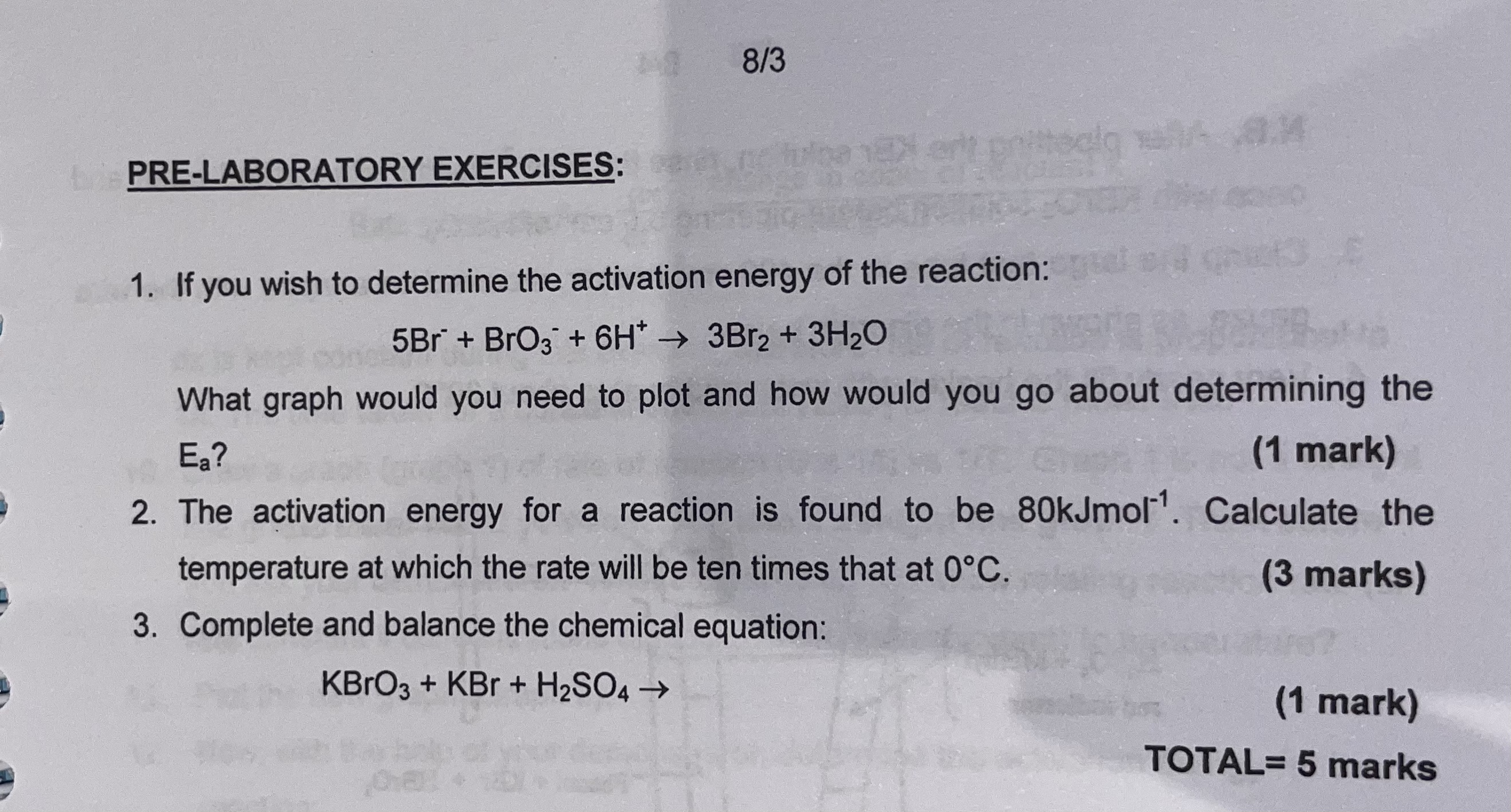 Solved 8/3 PRE-LABORATORY EXERCISES: 1. If you wish to | Chegg.com